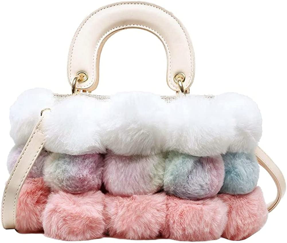 CoCopeaunt Quilted Shoulder Bag Fuzzy Plush Handbag Crossbody Bag ...