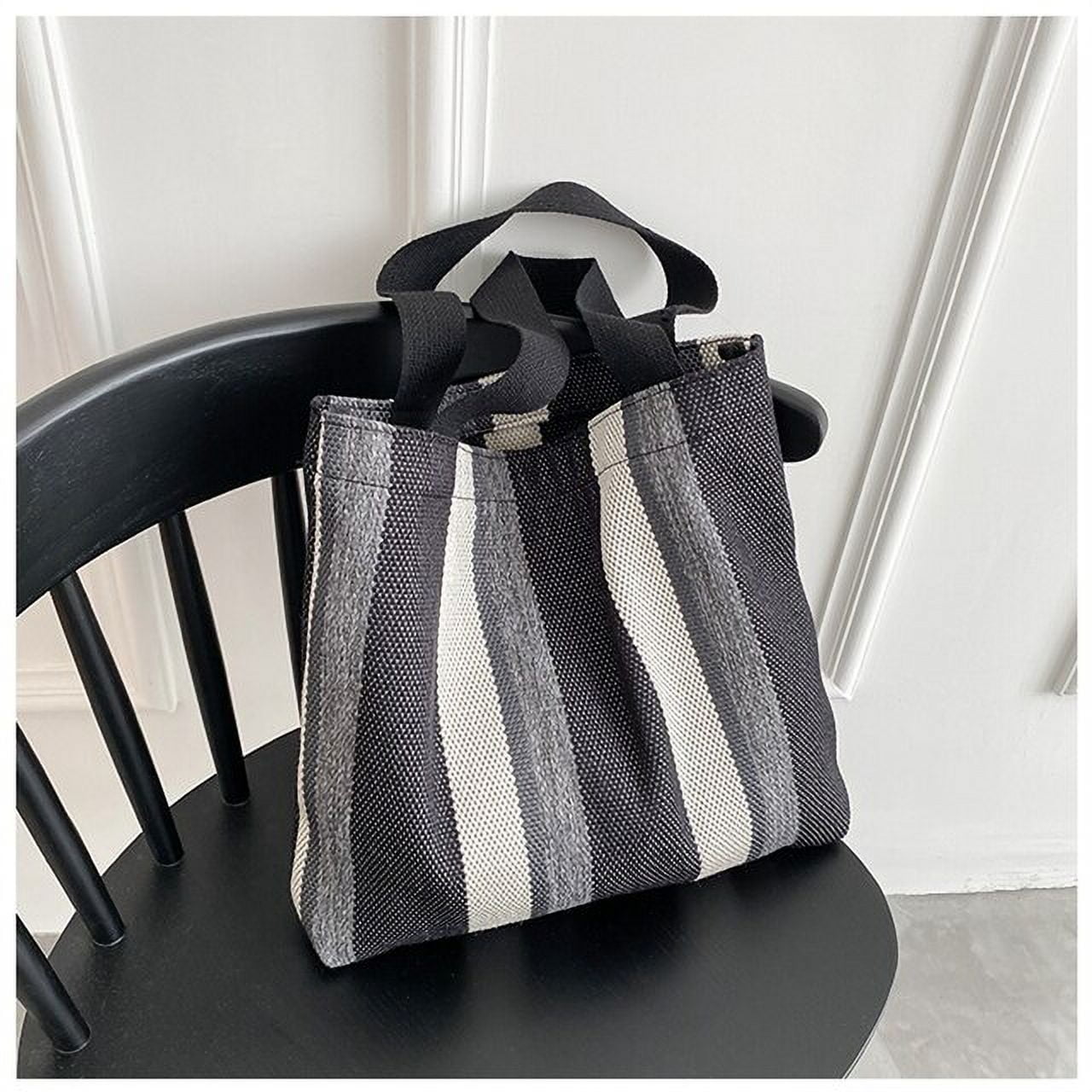 CoCopeaunt Retro Handbag Striped Canvas Bags For Women Casual Large ...