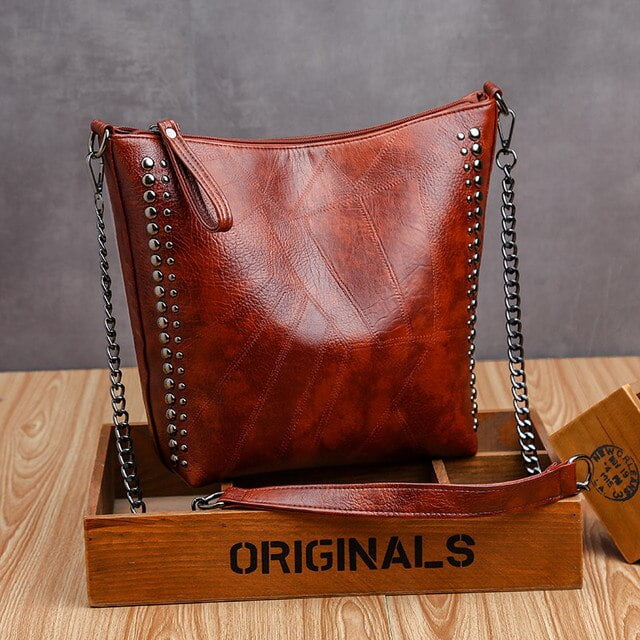 CoCopeaunt Rivet Women Shoulder Bags Female Bucket Bag Chain Crossbody ...