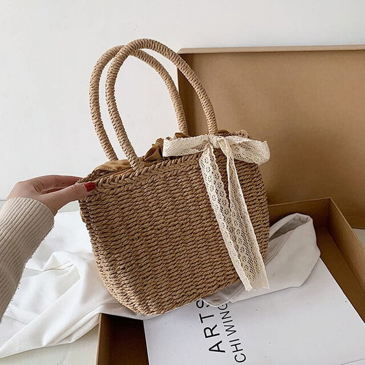 CoCopeaunt Simple Design Straw Handbags For Women Handmade Bohemian ...