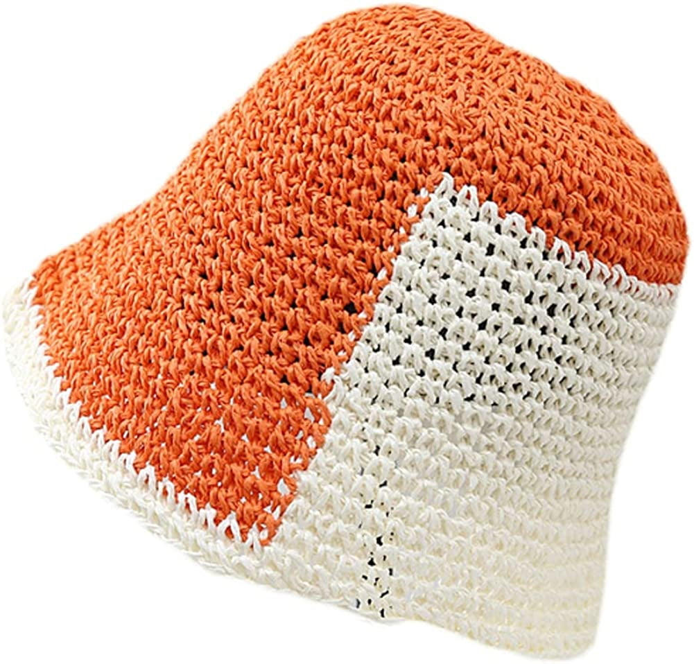 CoCopeaunt Straw Bucket Hat for Women Girls Hollow Sun Hat Breathable ...