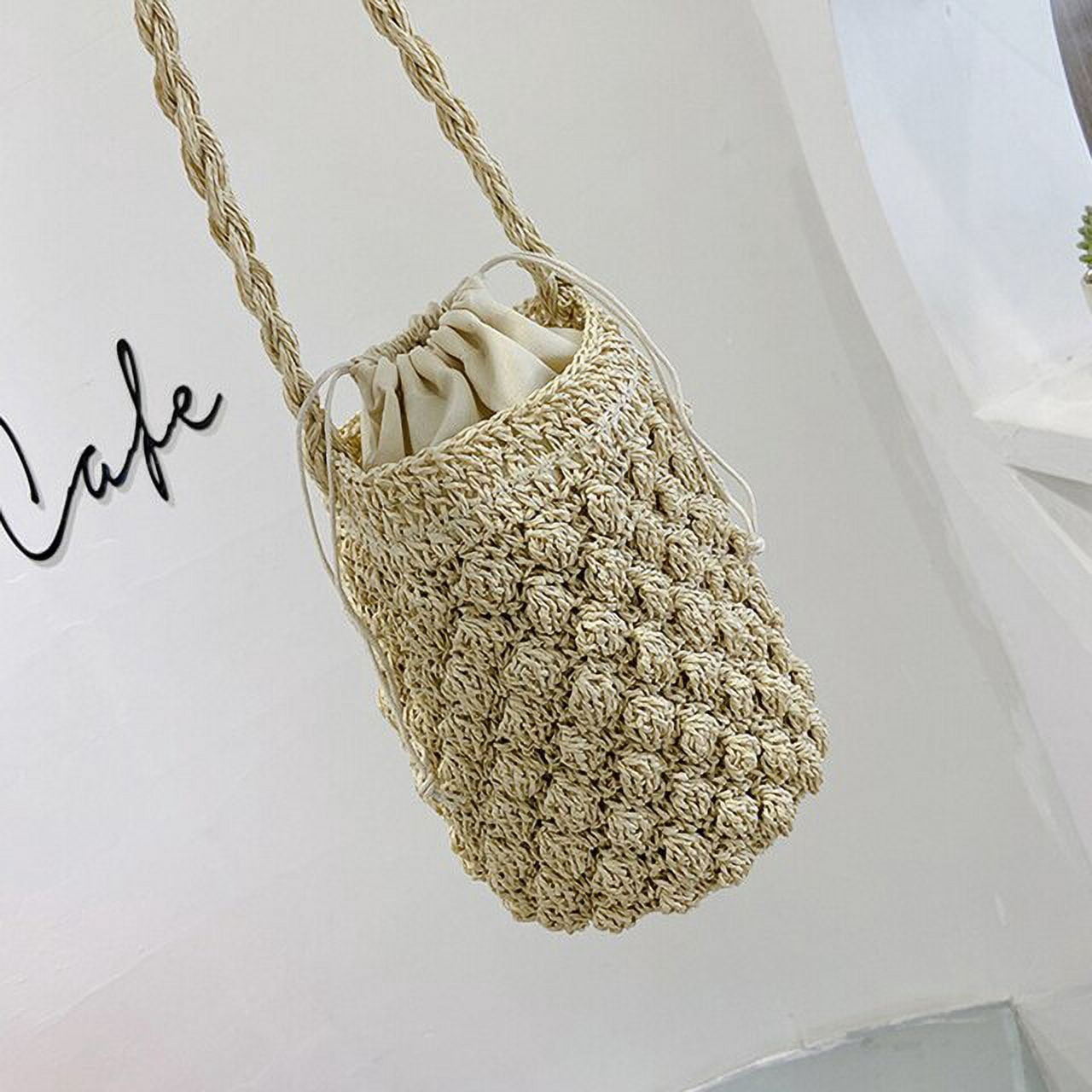 CoCopeaunt Summer Bucket Bag Women Handmade Straw Shoulder Bucket Bag ...