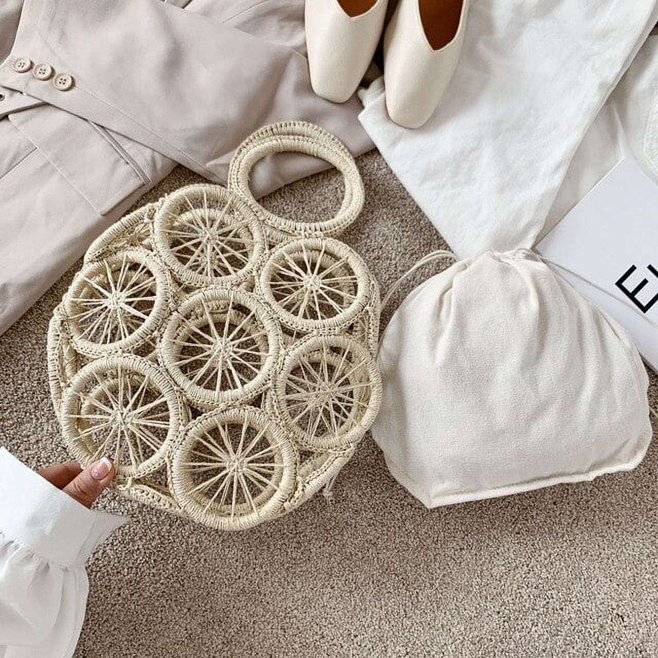 CoCopeaunt Summer Retro Pastoral Rattan Small Round Bag Fasjopm Style ...