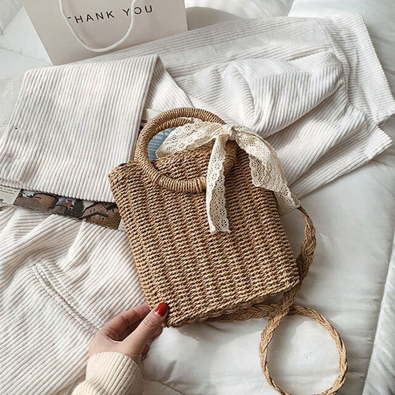 CoCopeaunt Summer Straw Bucket Bag For Women Handmade Woven Handbag ...