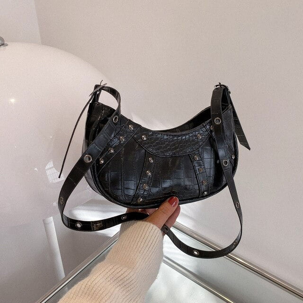 CoCopeaunt Vintage Womens Handbags Trend Underarm Small Purse Rivets ...
