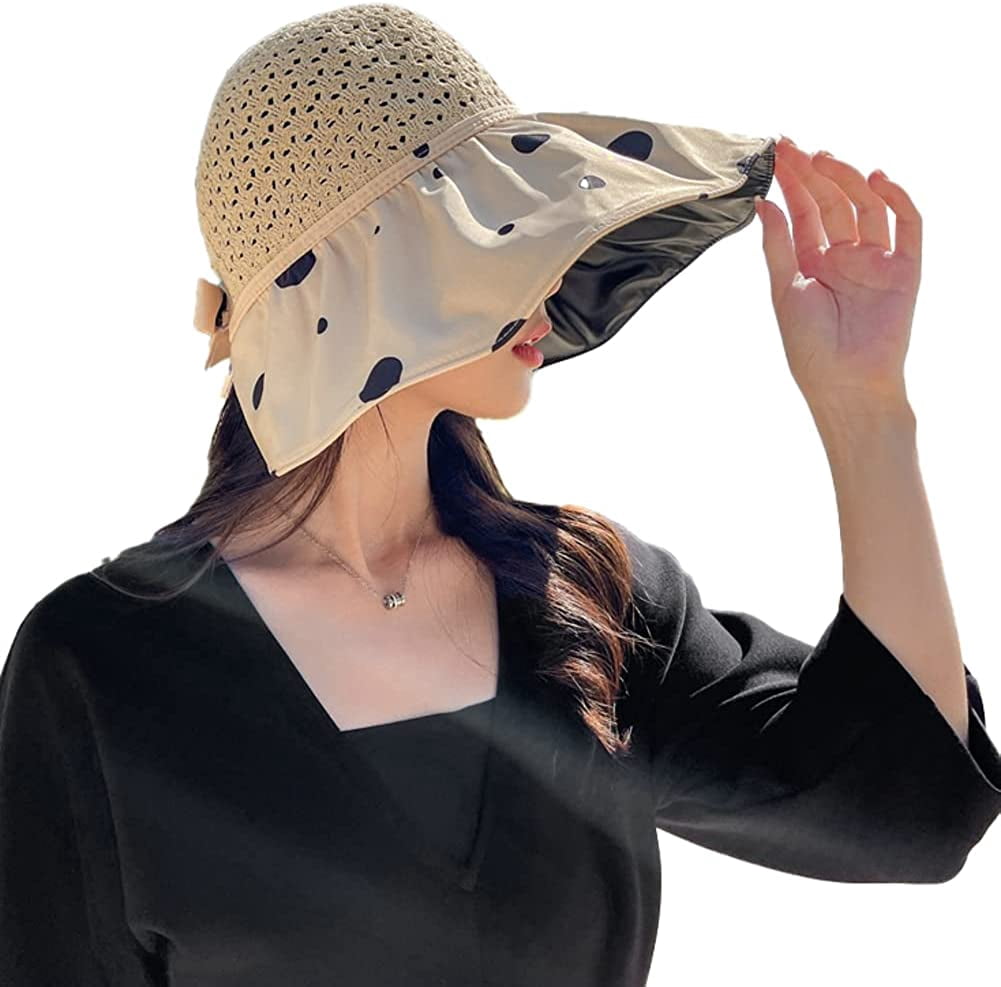 CoCopeaunt Wide Brim Sun Hat Women UV Protection Bucker Hat Chic Dots ...