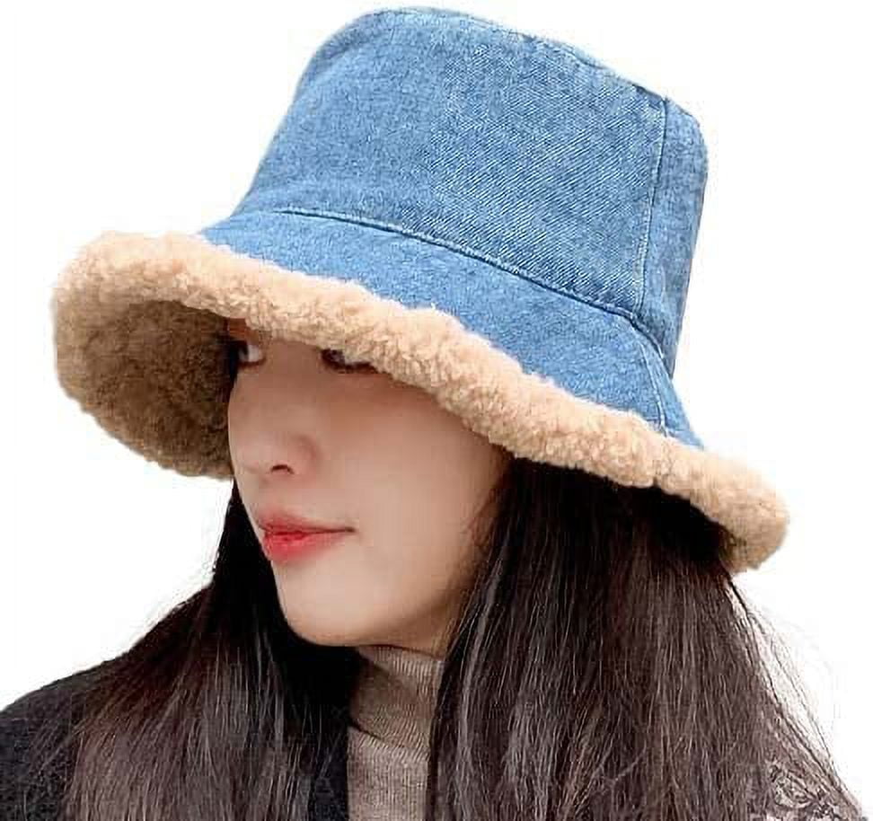 CoCopeaunt Women Cowboy Bucket Hat Casual Fluffy Plush Cozy Fuzzy ...
