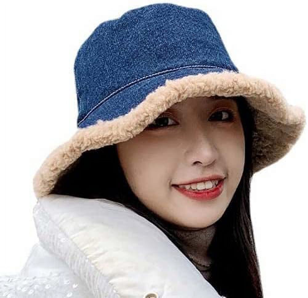 CoCopeaunt Women Cowboy Bucket Hat Casual Fluffy Plush Cozy Fuzzy ...