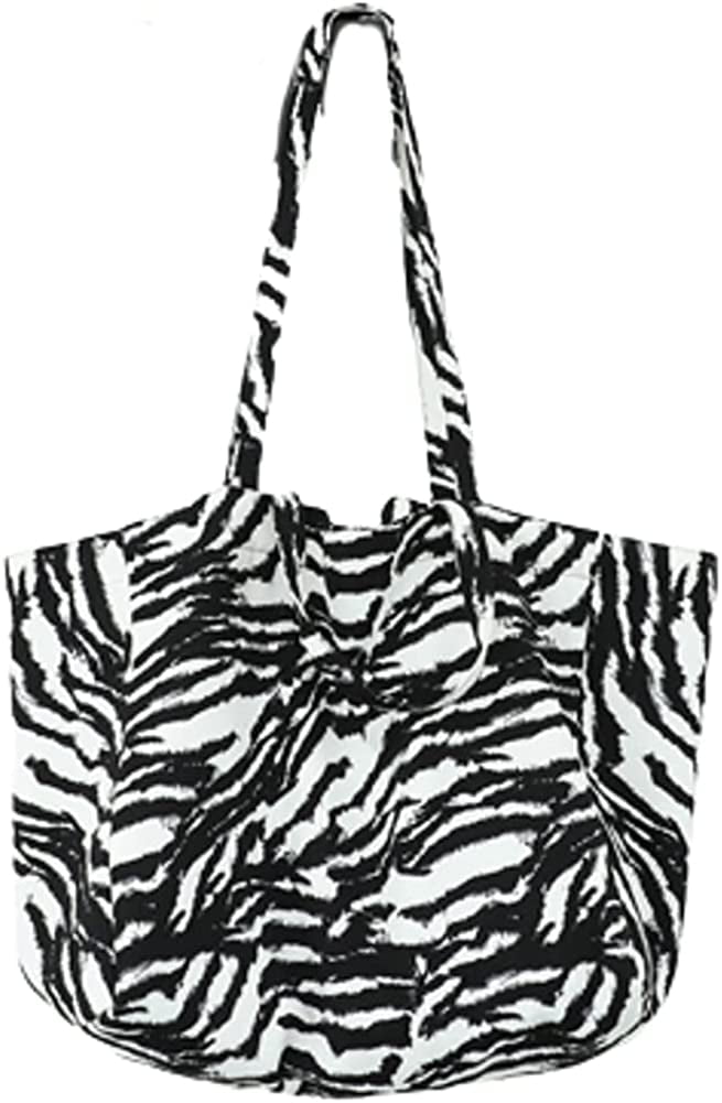 CoCopeaunt Women Fashion Zebra Stripe Grid Tote Bag Large Canvas Hobo ...