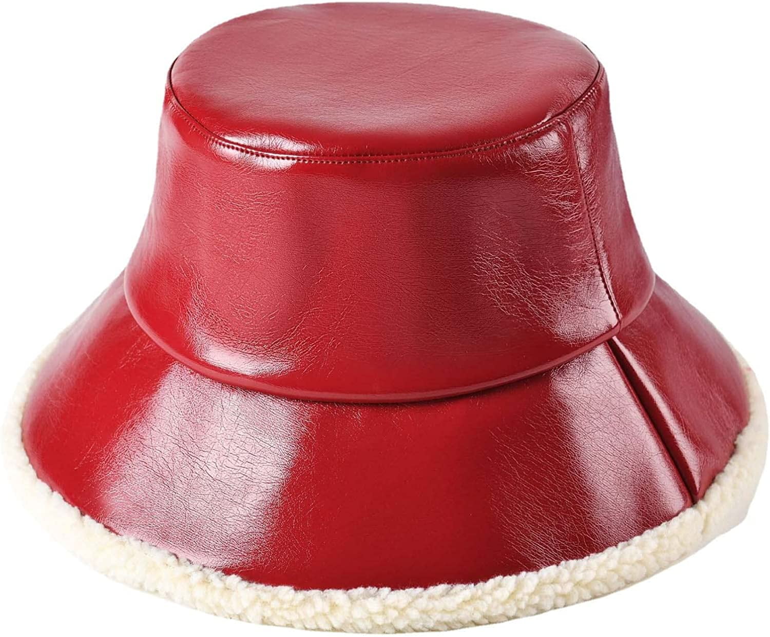 CoCopeaunt Women PU Bucket Hat Waterproof Casual Fluffy Cozy Fuzzy ...