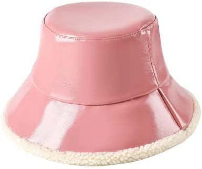 CoCopeaunt Women PU Bucket Hat Waterproof Casual Fluffy Cozy Fuzzy ...