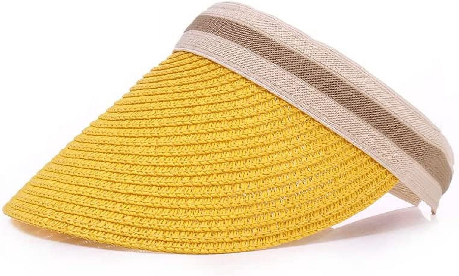 CoCopeaunt Women's Sun Hat Wide Brim Sun Visor Straw Hat, Ponytail ...