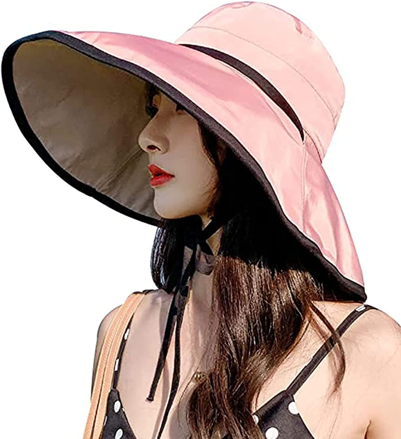 CoCopeaunt Women's Wide Brim Sun Hat with Wind Lanyard UPF 50+ Sun ...
