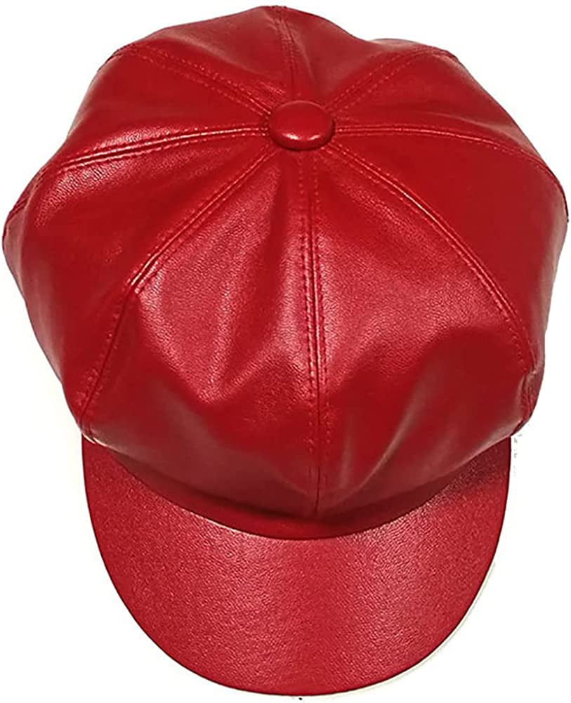 CoCopeaunts 8 Panels Newsboy Caps for Women PU Leather Paperboy Gatsby Hat Ivy Beret Cap Baker ...