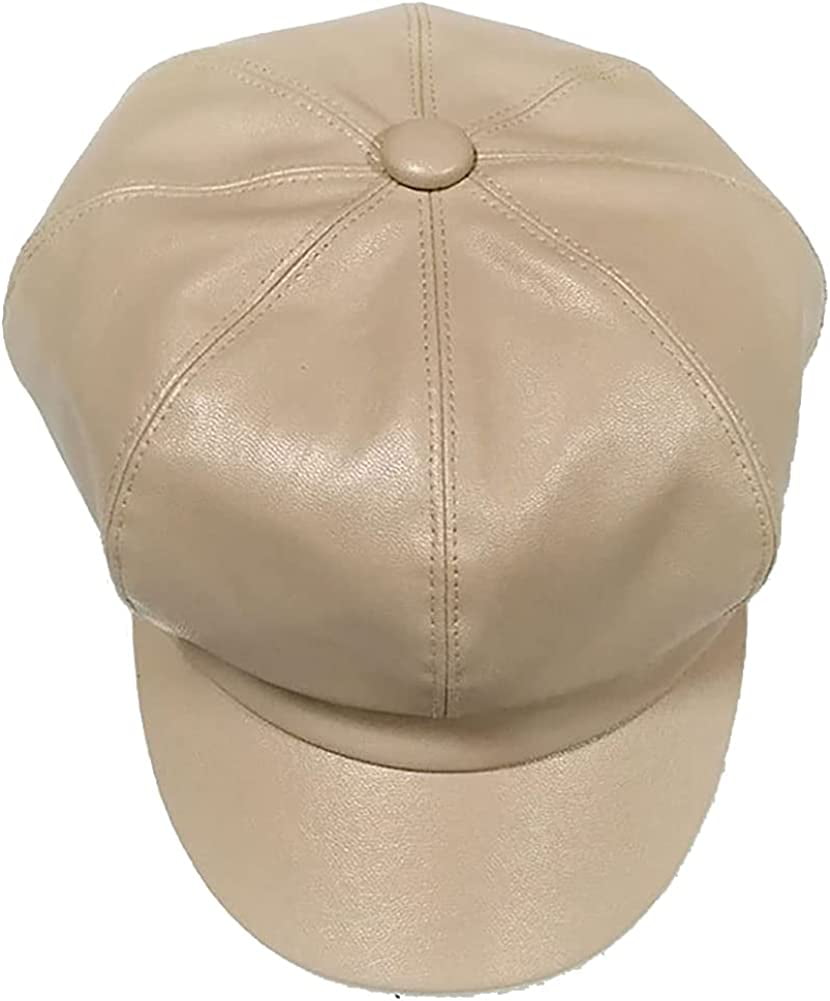 CoCopeaunts 8 Panels Newsboy Caps for Women PU Leather Paperboy Gatsby ...