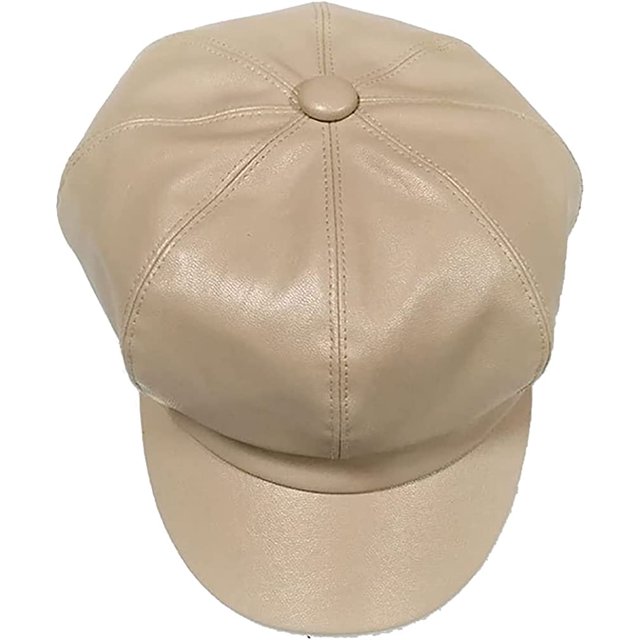 CoCopeaunts 8 Panels Newsboy Caps for Women PU Leather Paperboy Gatsby ...