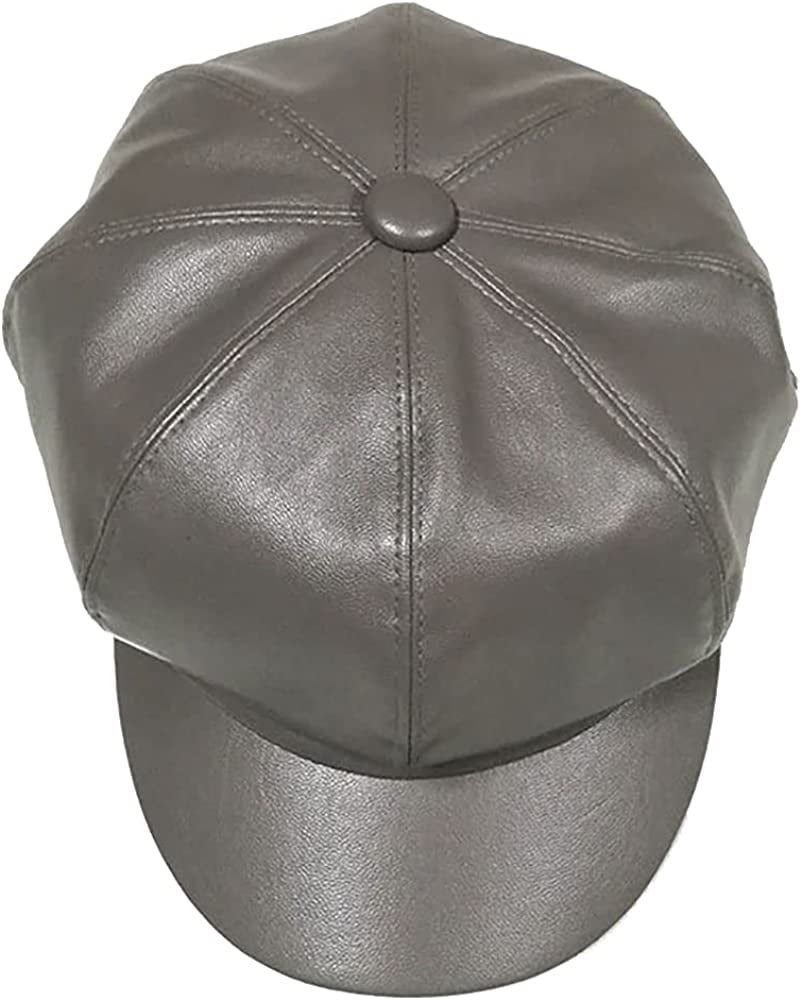CoCopeaunts 8 Panels Newsboy Caps for Women PU Leather Paperboy Gatsby ...