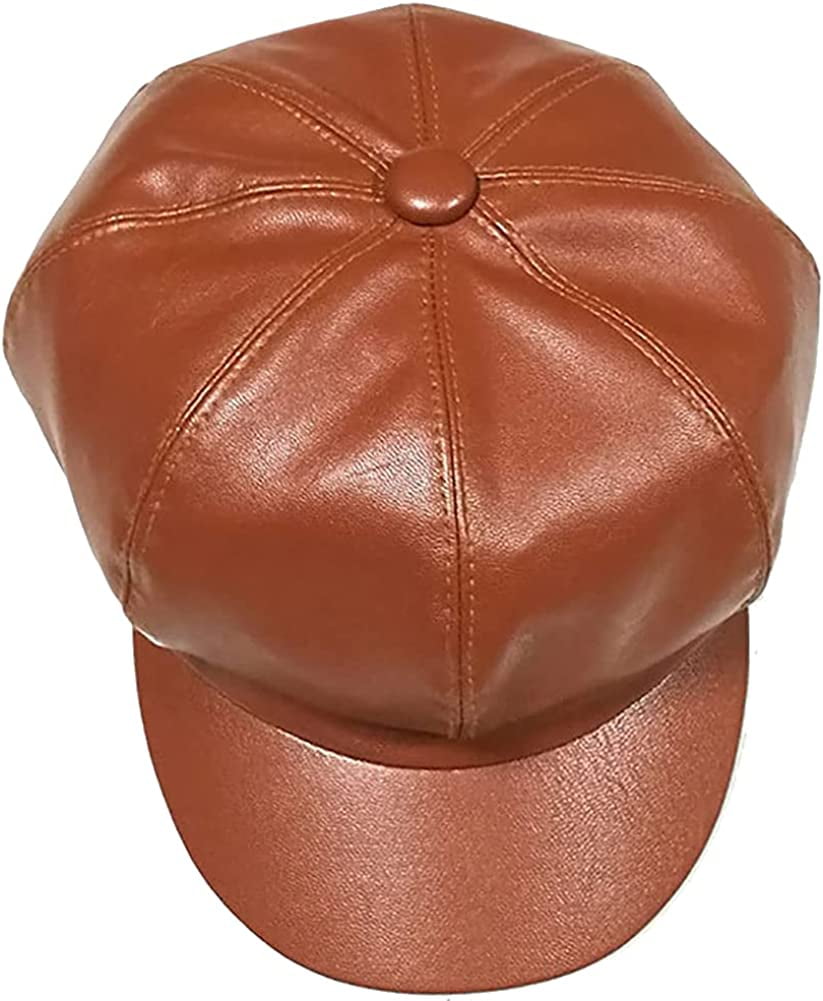 CoCopeaunts 8 Panels Newsboy Caps for Women PU Leather Paperboy Gatsby ...