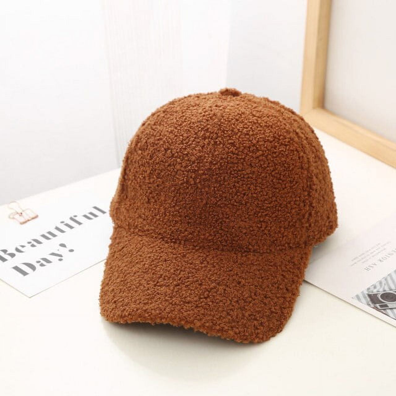 CoCopeaunts Autumn Winter Baseball Cap Women Artificial Lamb Wool Hats ...