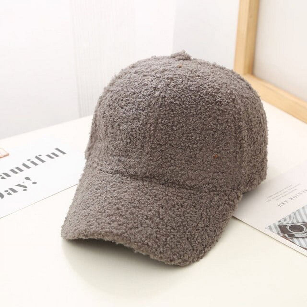 CoCopeaunts Autumn Winter Baseball Cap Women Artificial Lamb Wool Hats ...