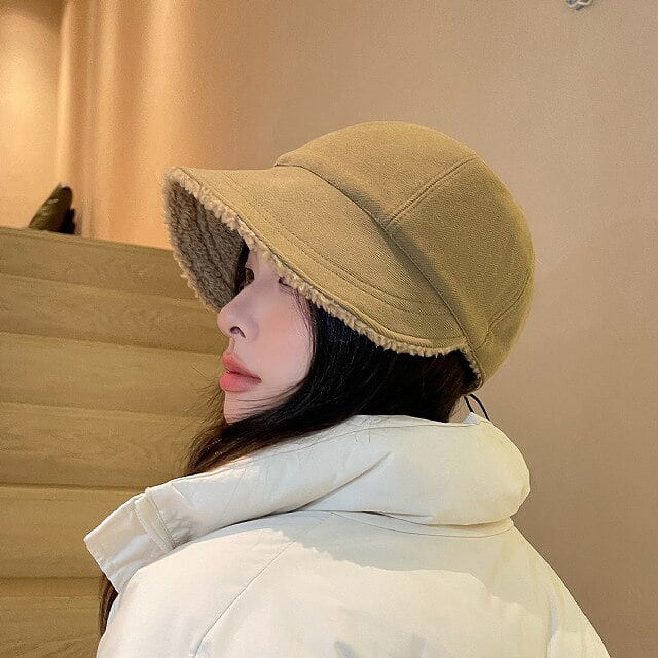CoCopeaunts Autumn Winter Plush Baseball Cap Women Warm Lamb Wool Hats ...