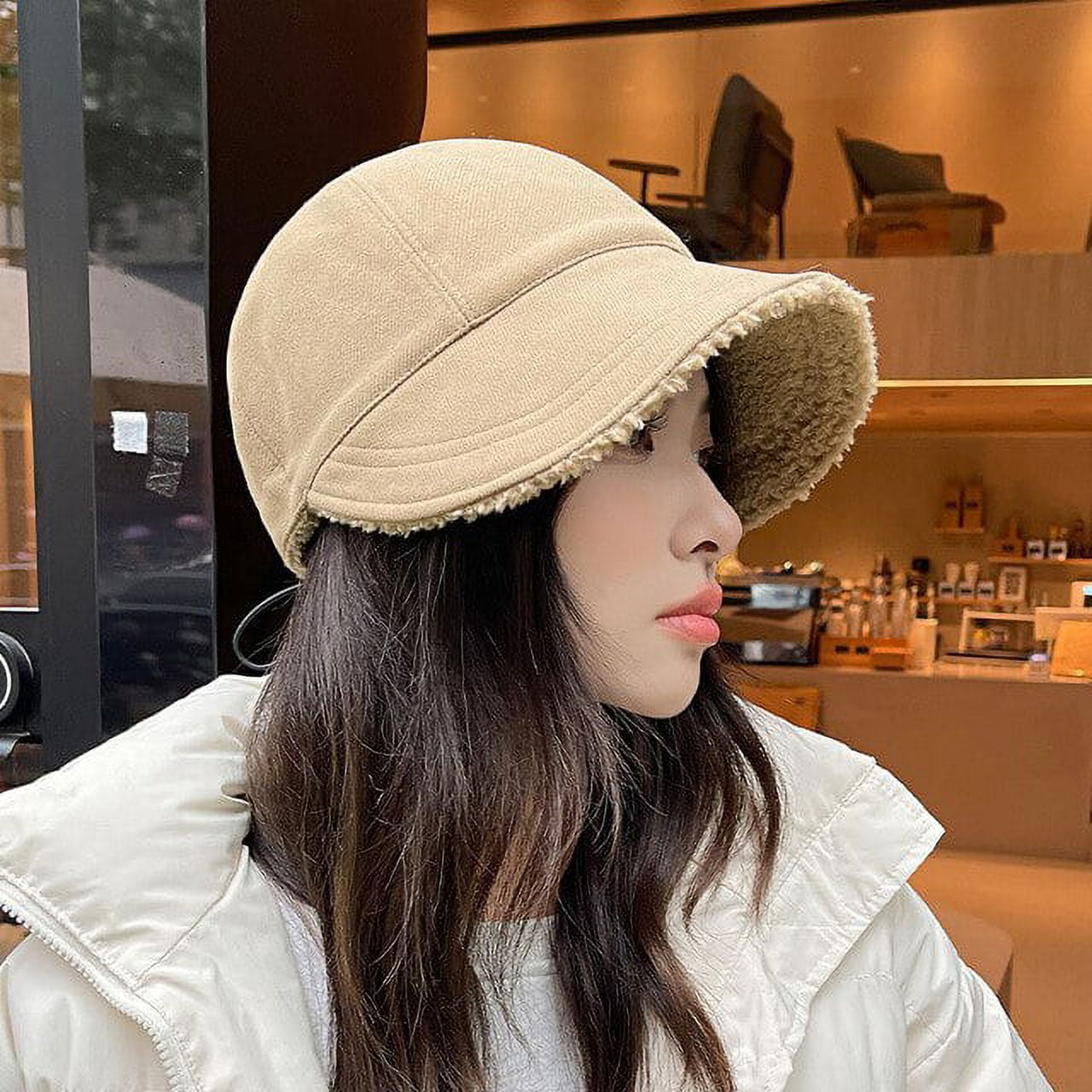 CoCopeaunts Autumn Winter Plush Baseball Cap Women Warm Lamb Wool Hats ...