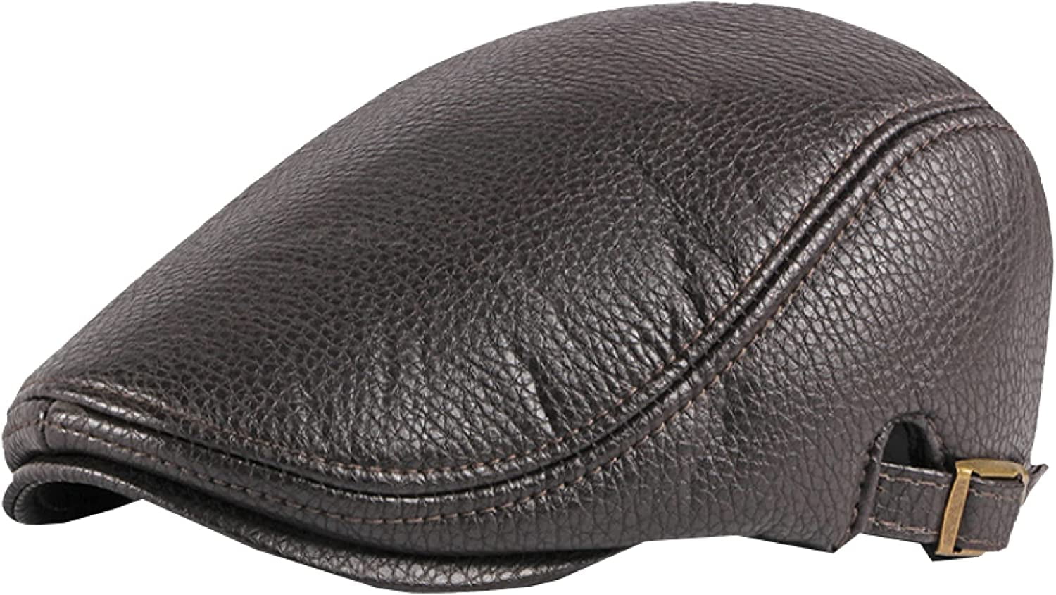 CoCopeaunts Beret Hat PU Leather Hat Men Women Adjustable Gastby Ivy ...