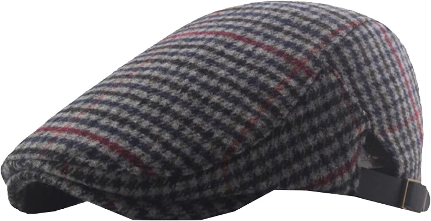 CoCopeaunts Beret Hat Plaid Wool Cabbie Hat Men Women Adjusted Ivy ...