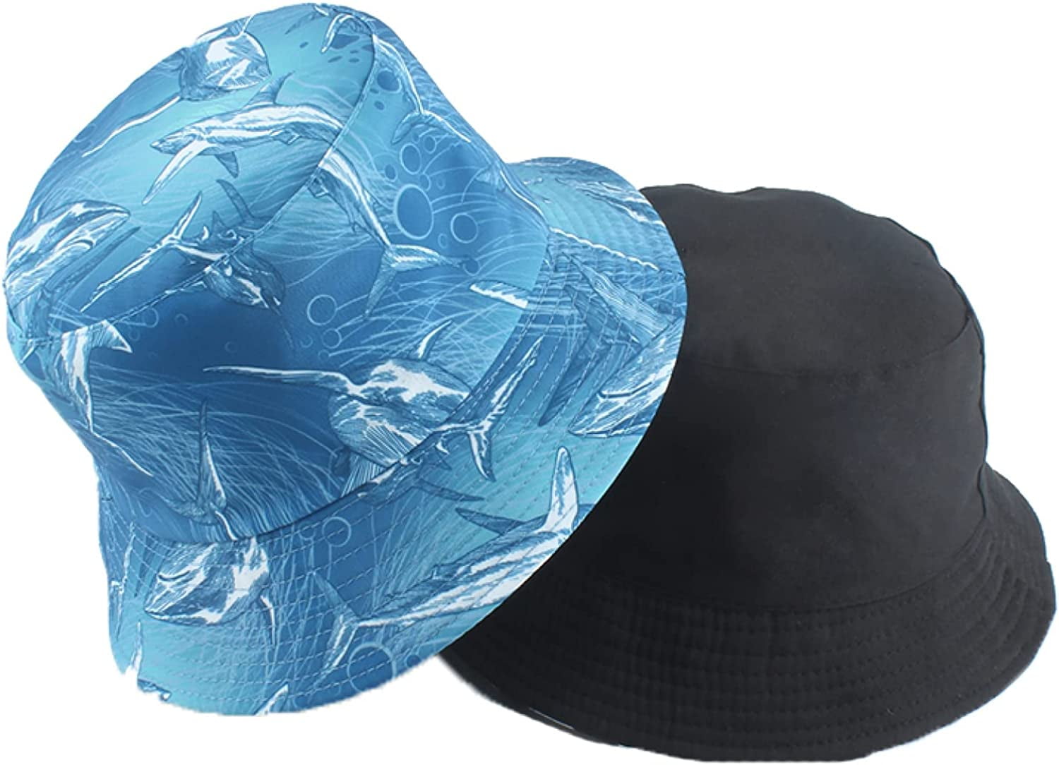 CoCopeaunts Blue Bucket Hats Men Summer Fisherman Hat Outdoor Foldable ...