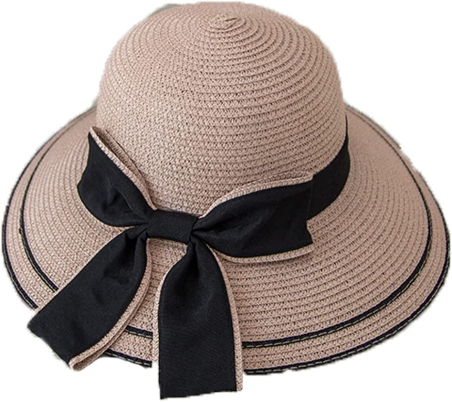 CoCopeaunts Bow Straw Bucket Hat for Women Summer Foldable Roll up ...