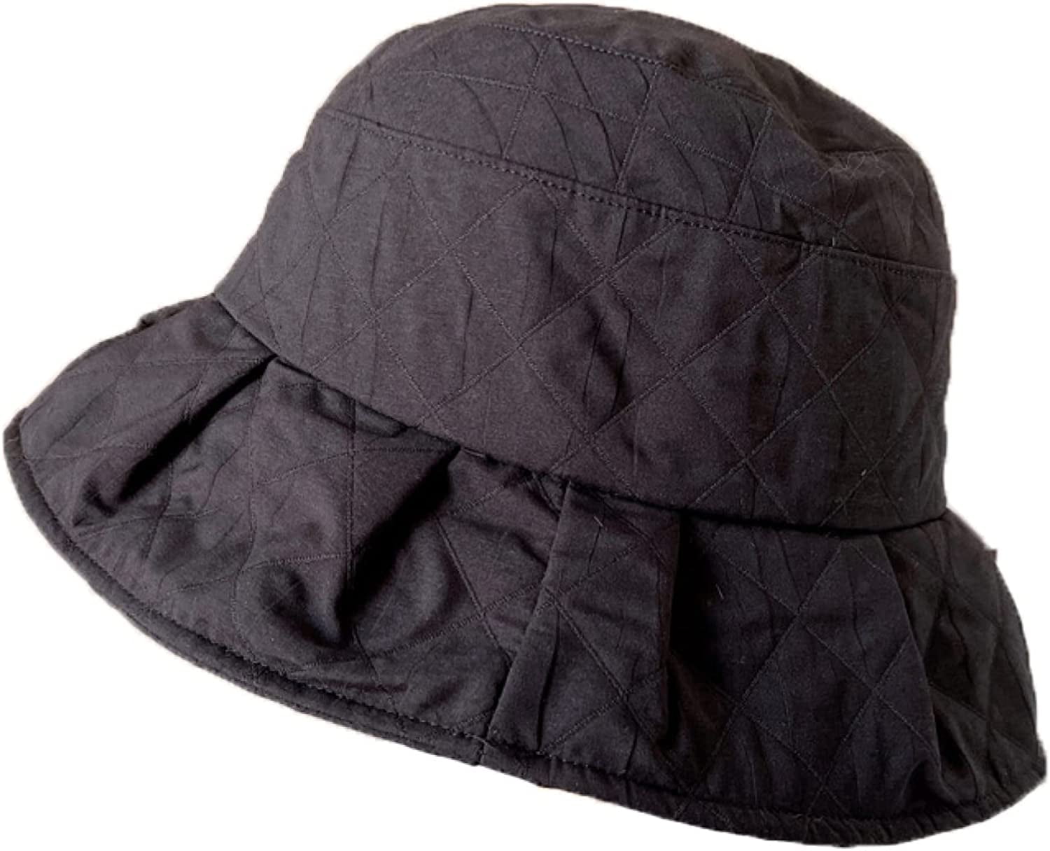 CoCopeaunts Bucket Hat for Women Pleated Wide Brim Fisherman Hat Solid ...
