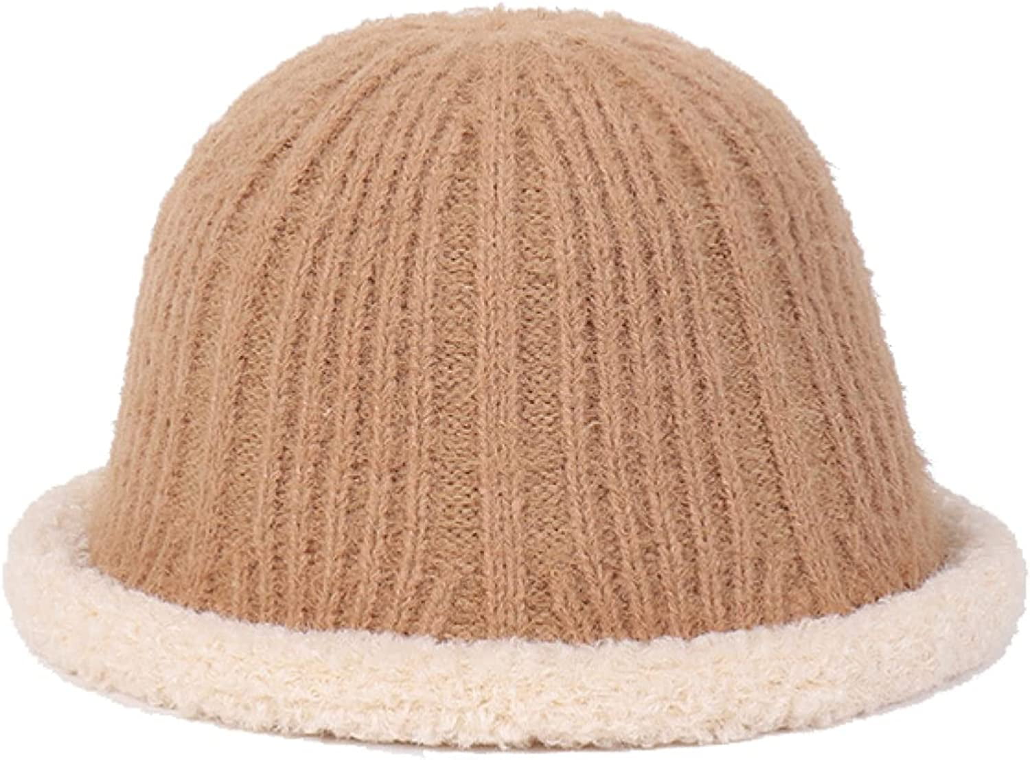 CoCopeaunts Bucket Hat for Women Sweet Solid Color Knit Hats Lambs Wool ...