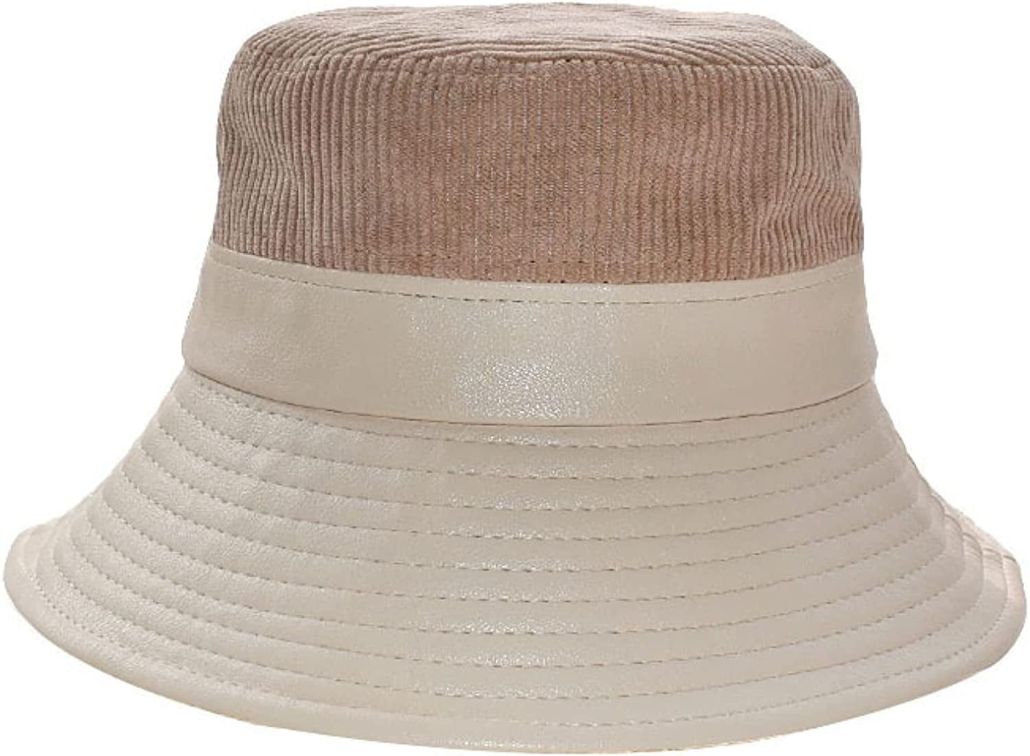 CoCopeaunts Bucket Hats for Women Pu Splicing Leather Bucket Hat ...