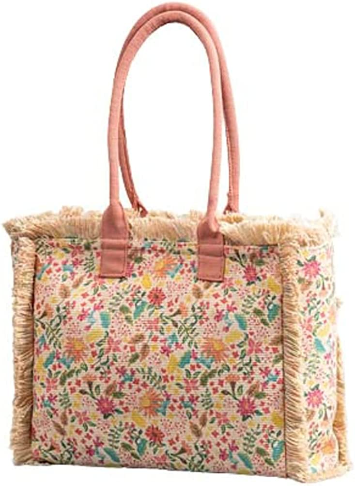 CoCopeaunts Canvas Tote Bag for Women Boho Style Fringed Large School ...