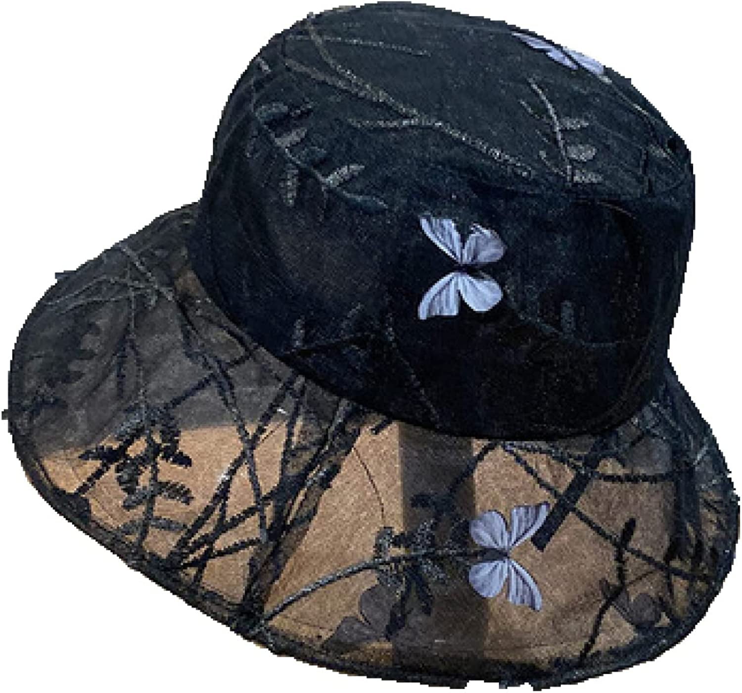 CoCopeaunts Clear Bucket Hat Black Rayon Embroidery Butterfly Bucket ...