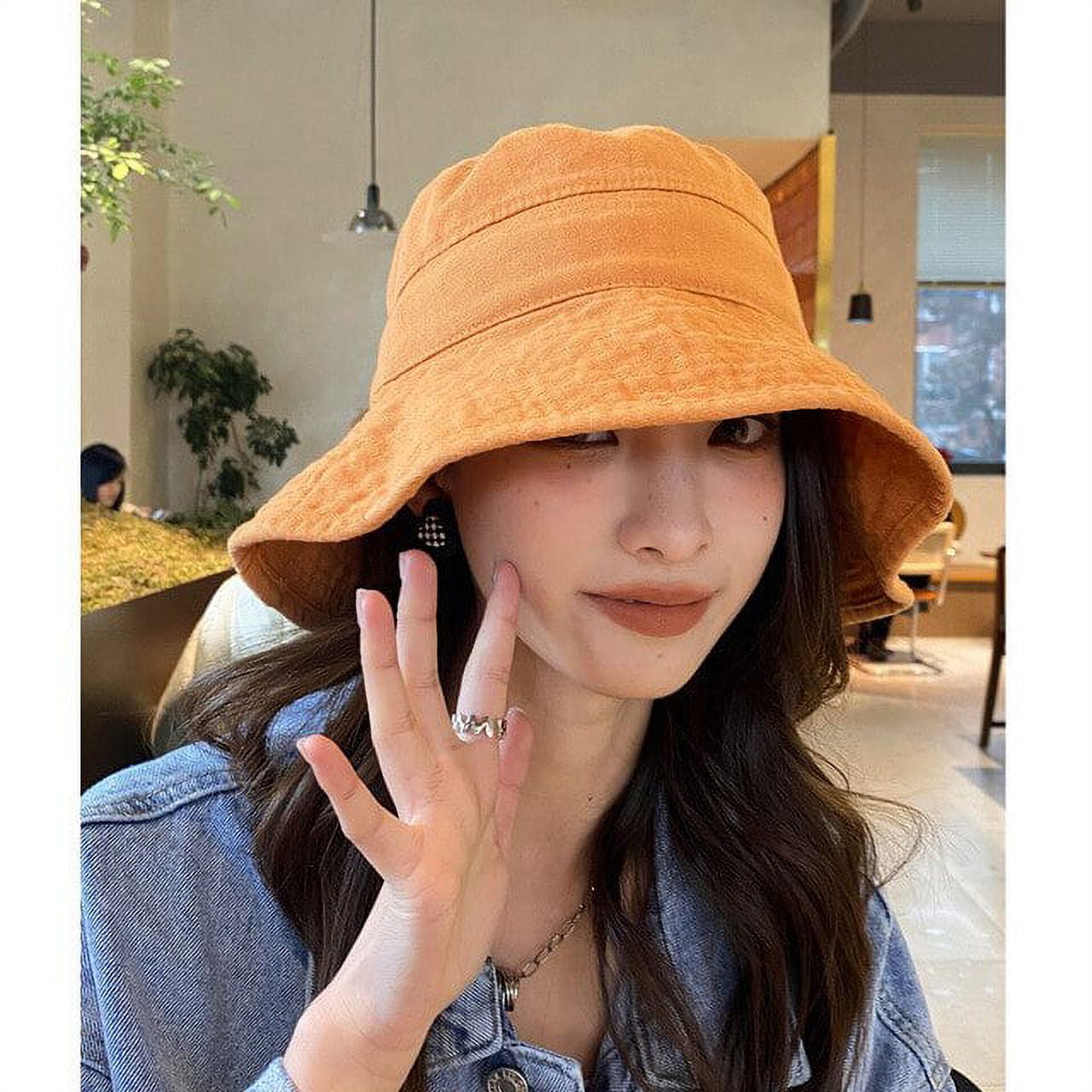 CoCopeaunts Denim Bucket Hats For Women Spring Summer Wide Brim Sun ...