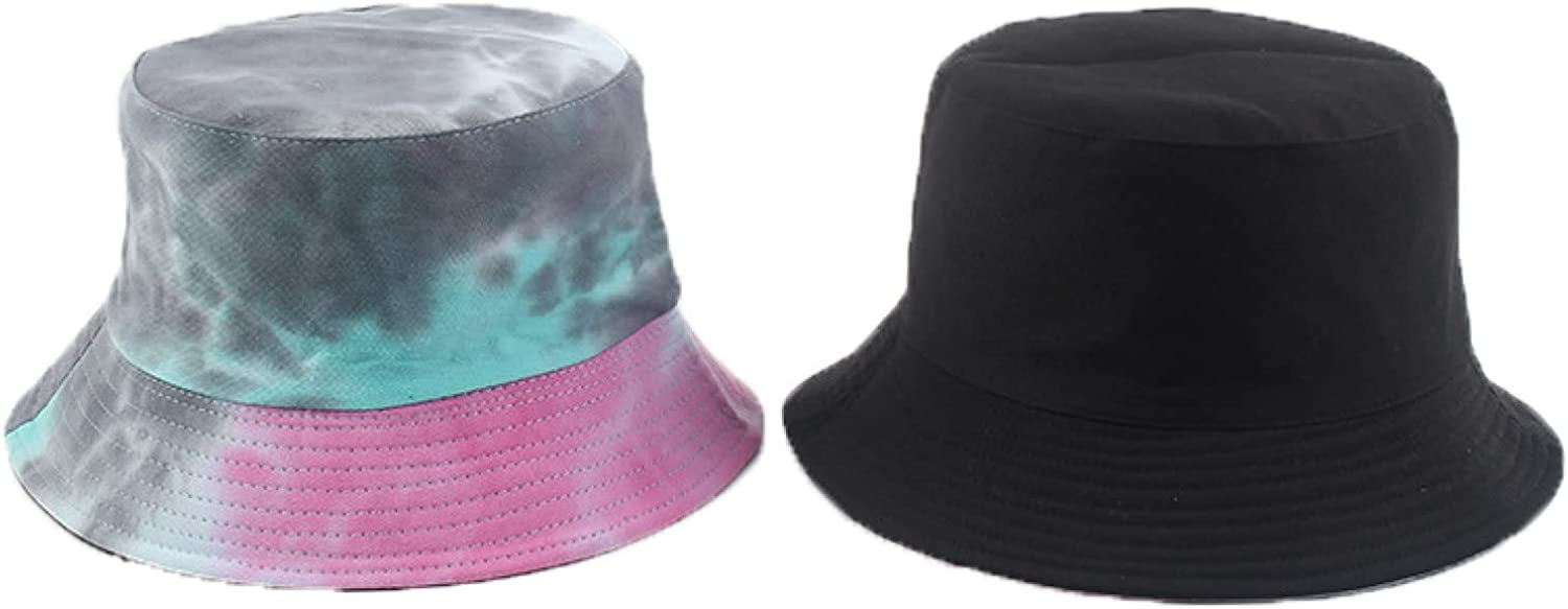 CoCopeaunts Double Side Bucket Hat Tie Dye Black Lightweight Outdoor ...