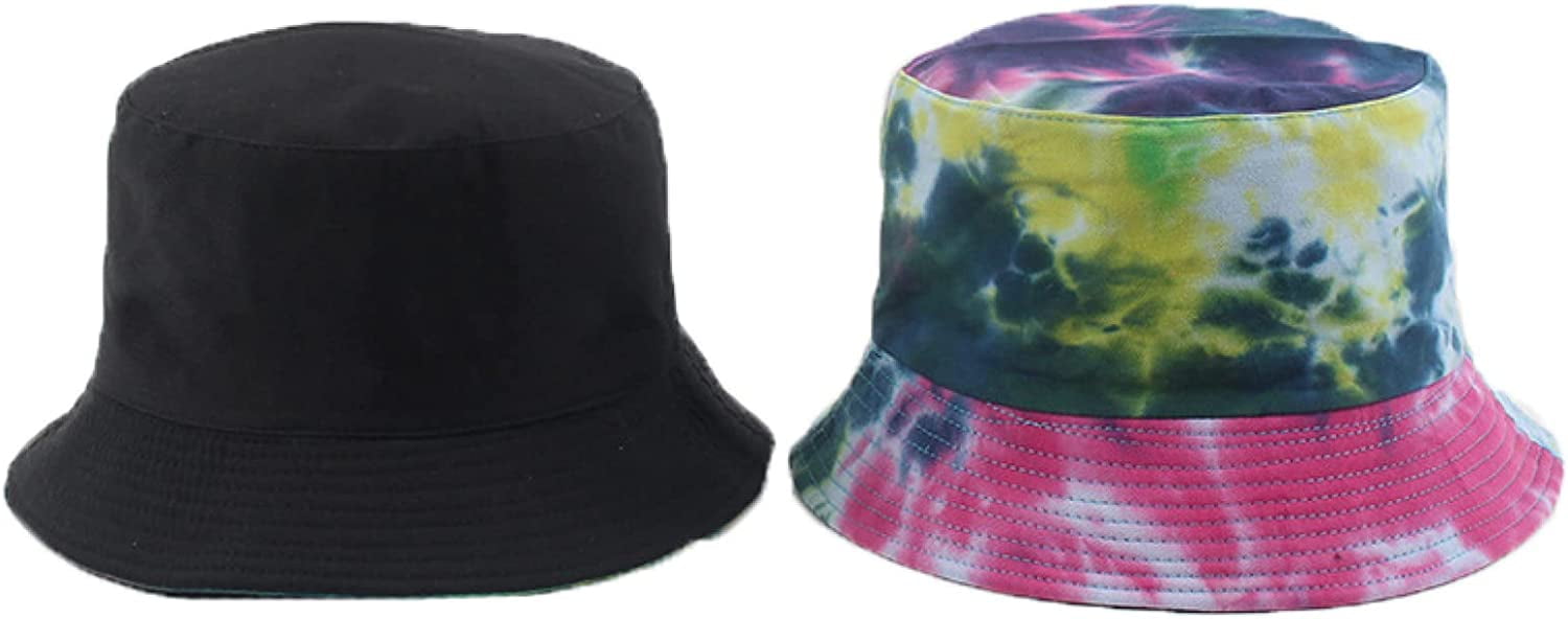 CoCopeaunts Double Side Bucket Hat Tie Dye Black Lightweight Outdoor ...