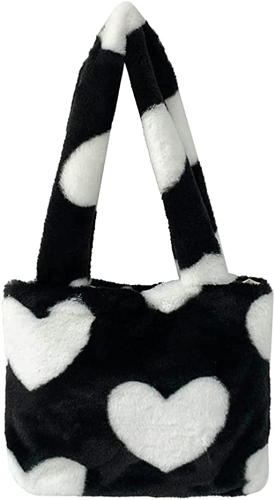 CoCopeaunts Fluffy Faux Fur Shoulder Bag Leopard Pattern Tote Bag Cute ...