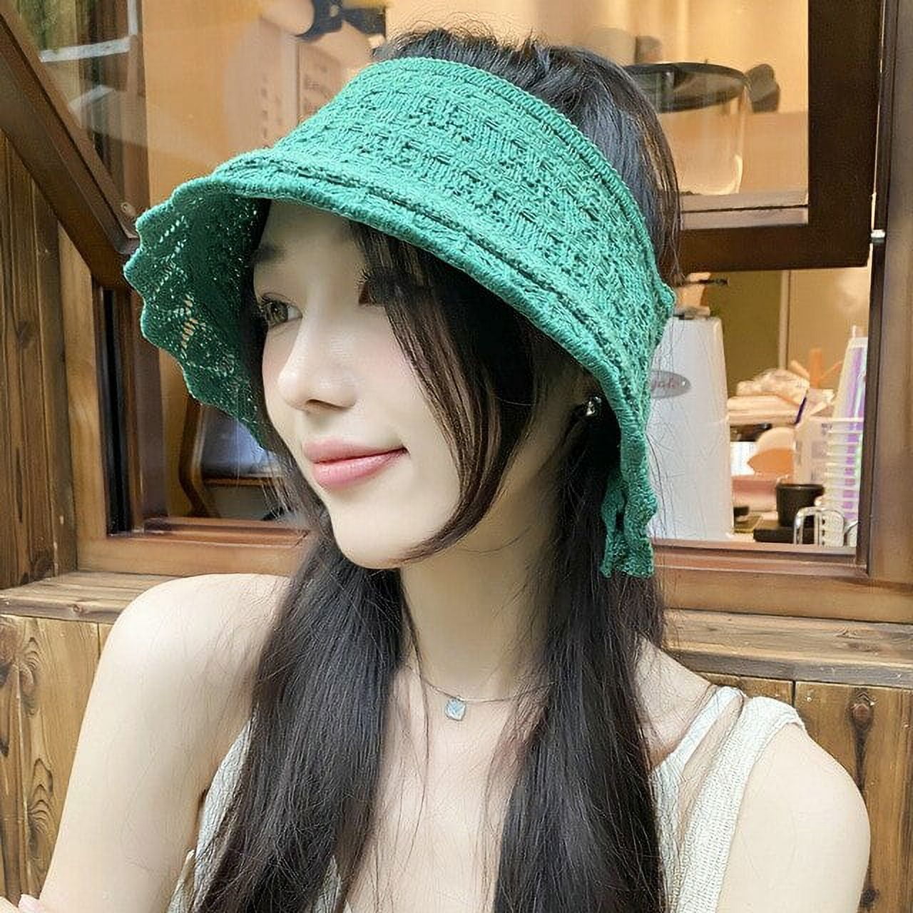 CoCopeaunts Foldable Knitted Sun Hat For Women Empty Top Sunscreen Cap ...