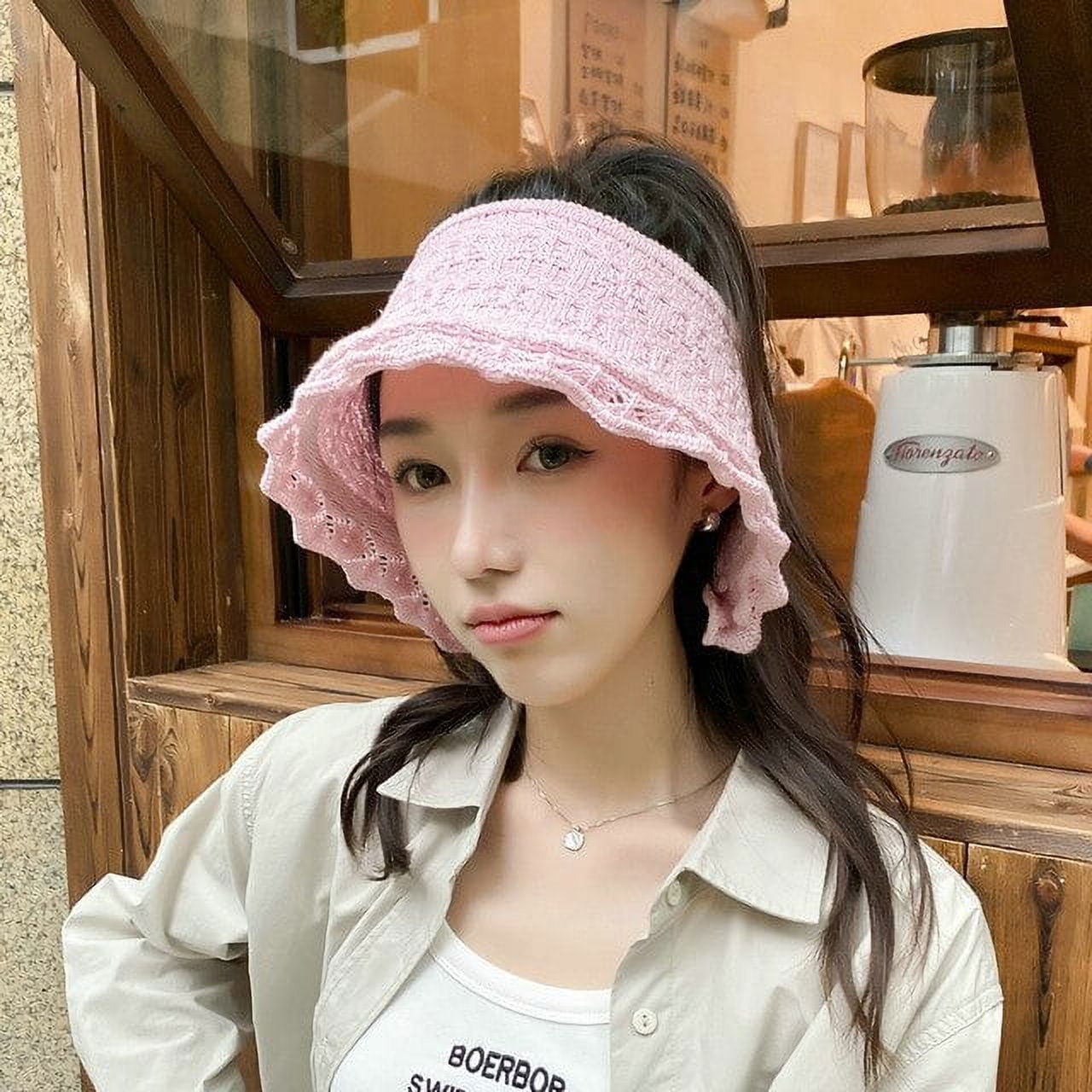 CoCopeaunts Foldable Knitted Sun Hat For Women Empty Top Sunscreen Cap ...