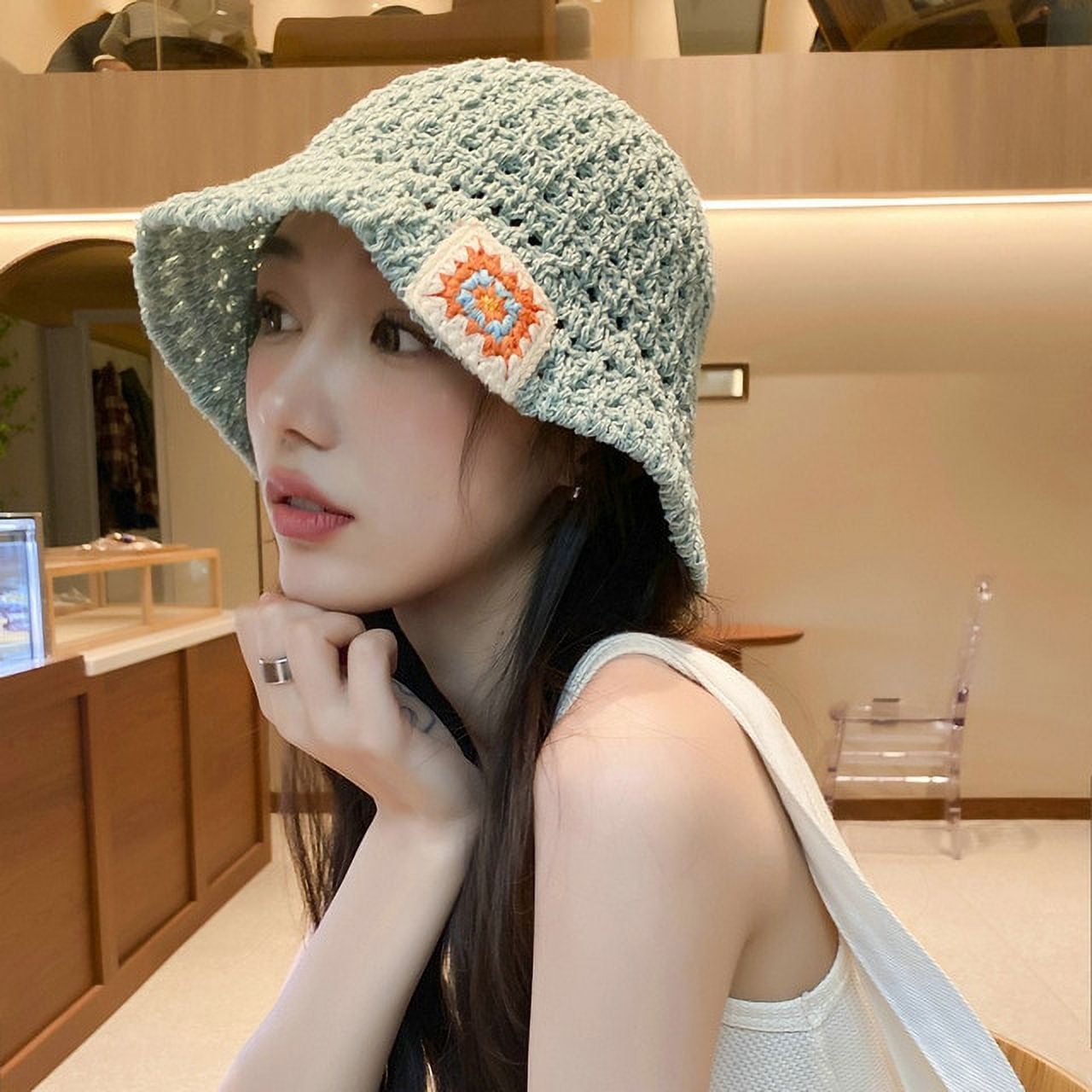 CoCopeaunts Knitted Floral Bucket Hats For Women Spring Summer Travel ...