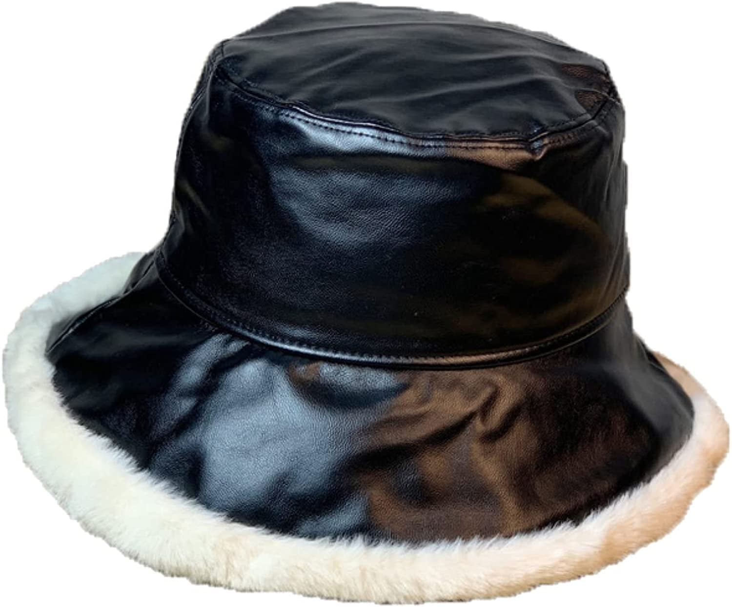 CoCopeaunts Large Bucket Hat Men British Style Leather Winter Warm ...
