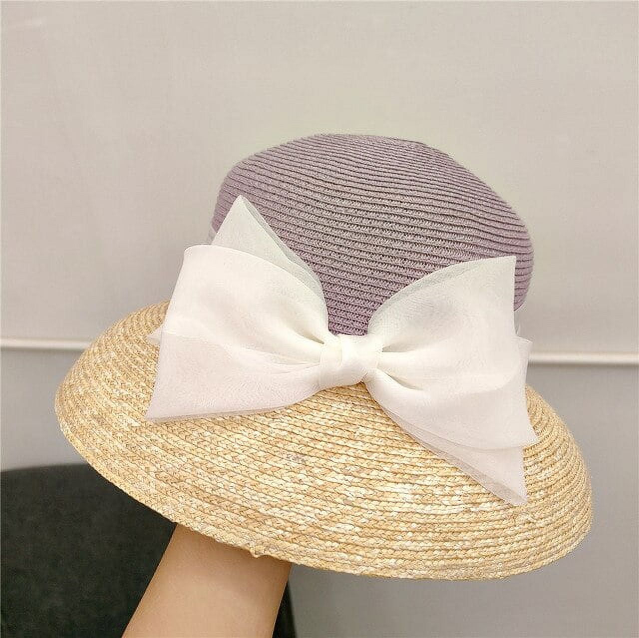 Cocopeaunts Multi Color Bowknot Straw Hat For Women Summer Wide Brim Uv