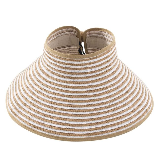 Cocopeaunts New Women Roll Up Sun Visor Wide Brim Straw Hat Summer