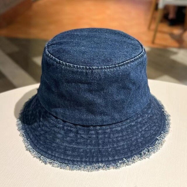 CoCopeaunts New bucket hats women summer Tassel Washed Denim Bucket ...