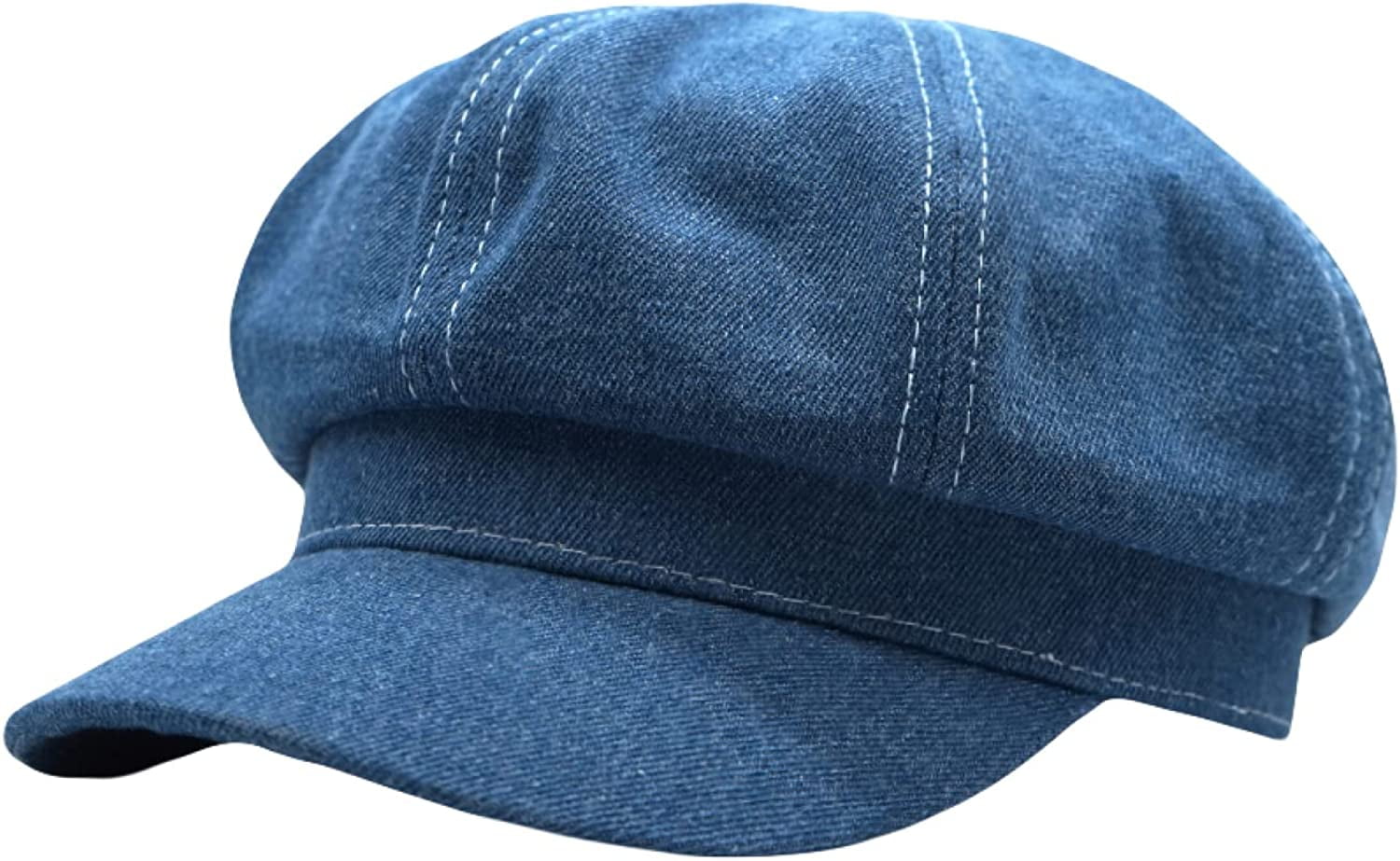 CoCopeaunts Newsboy Cap Leisure Octagonal Hat Ladies Denim Beret Hat ...