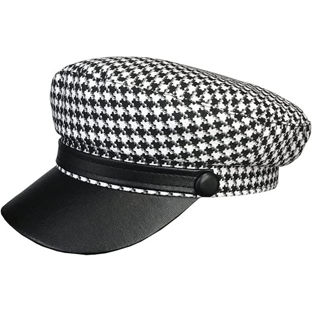 CoCopeaunts Newsboy Cap Octagonal Cap for Women Plaid Leather Visors ...