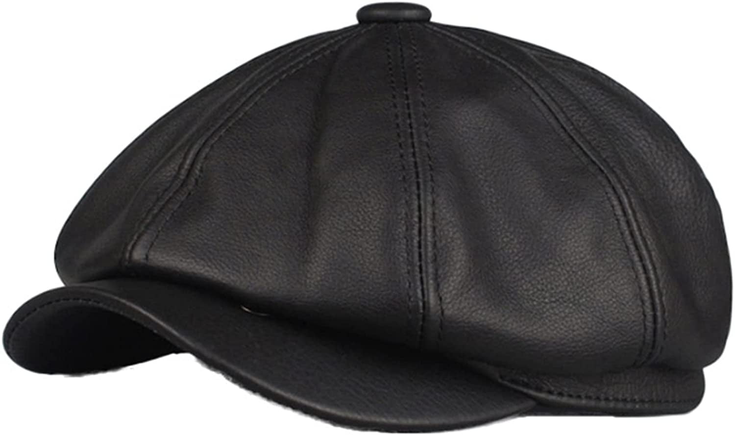 CoCopeaunts Newsboy Cap Retro Octagonal Genuine Leather Hat Beret ...
