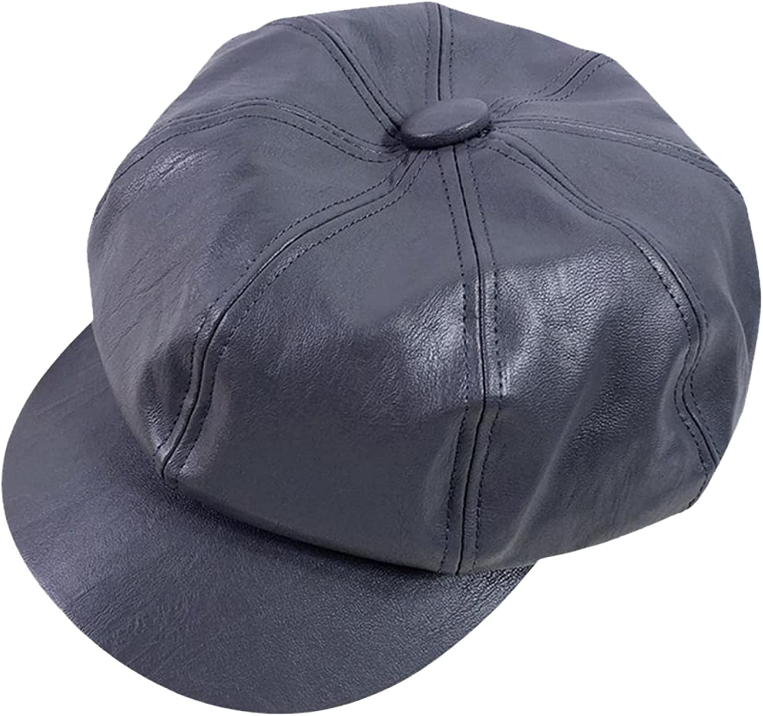 CoCopeaunts Newsboy Cap Solid Color Leather Octagonal Hat Fashion Warm ...